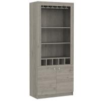 China Stainless Steel Corner Wine Cabinet Racks With Temperature Control And Wood Shelves for sale