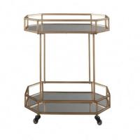China Metal Modern Drinks Trolley Gold Glass Bar Cart Hotel Food Serving for sale