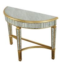 China Antique Silver Mirrored Furniture Demilune Console Table Custom for sale