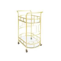 China Wedding Catering minimalist Bar Serving Cart Metal Glass Tea Wine Serving Trolley for sale