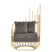 China Eichholtz Santorini Velvet Single Sofa Chair Seater With Stainless Steel Frame And Legs for sale