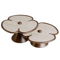 China Wooden Round Marble Center Table For Living Room Clover Design for sale