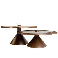China Wooden Round Marble Center Table For Living Room Clover Design for sale