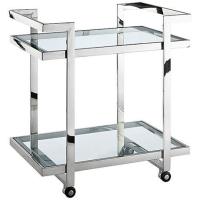 China Stainless Steel Minimalist Bar Cart Trolley On Wheels For Beverage Apartment for sale