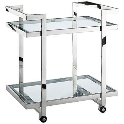 China Stainless Steel Minimalist Bar Cart Trolley On Wheels For Beverage Apartment for sale