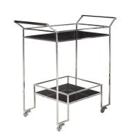 China Stainless Steel Minimalist Bar Cart Trolley On Wheels For Beverage Apartment for sale