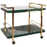 China Marble Top Drinks Trolley Black Trolley Rattan Bar Cart for sale