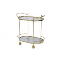 China Steel Frame Gold Glass Bar Cart Beverage Liquor Trolley Furniture for sale