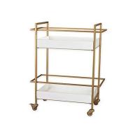 China Steel Frame Gold Glass Bar Cart Beverage Liquor Trolley Furniture for sale