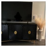 China Customized 40 Inch Buffet Cabinet Black TV Sideboard MDF Material for sale