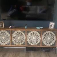 China Contemporary Low Wooden Sideboard TV Cabinet Brown 4 Door for sale