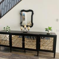 China Black Mirror Credenza Cabinet Sideboard Organizer Set For Living Room TV for sale