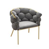 China Metal Artist Dressing Table Chair Gold Makeup Blue Gray Velvet for sale
