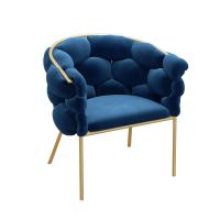 China Metal Artist Dressing Table Chair Gold Makeup Blue Gray Velvet for sale