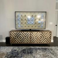 China Custom Wooden Kitchen Sideboard Media Console With Glass Doors for sale