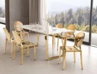 China White Contemporary Marble Dining Table Counter Height Stainless Steel Metal Legs for sale