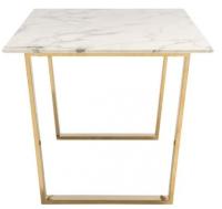 China White Contemporary Marble Dining Table Counter Height Stainless Steel Metal Legs for sale