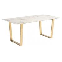 China White Contemporary Marble Dining Table Counter Height Stainless Steel Metal Legs for sale