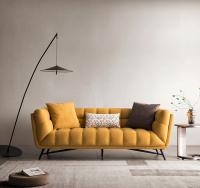 China Tufted Sectional Loveseat Sleeper Sofa Bed Pull Out Yellow Velvet for sale
