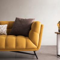 China Tufted Sectional Loveseat Sleeper Sofa Bed Pull Out Yellow Velvet for sale
