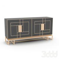 China Hotel Low Wood Mirrored Sideboard Unit Entertainment Console Table for sale