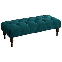 China Indoor Ottoman Bench Upholstered Velvet Pink Red Green for sale