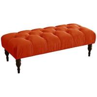 China Indoor Ottoman Bench Upholstered Velvet Pink Red Green for sale