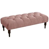 China Indoor Ottoman Bench Upholstered Velvet Pink Red Green for sale