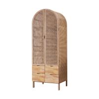 China Wooden Wardrobe Closet Modern Rattan Clothes Storage Cabinet 2 Door Solid Wood 75*58*201cm for sale