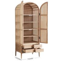 China Wooden Wardrobe Closet Modern Rattan Clothes Storage Cabinet 2 Door Solid Wood 75*58*201cm for sale
