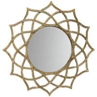 China Metal Frame Sunflower Round Wall Mirror 24 X 36 Antique Gold For Dressing Room for sale