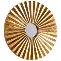 China Metal Frame Sunflower Round Wall Mirror 24 X 36 Antique Gold For Dressing Room for sale