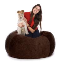 China Outdoor 7Ft Giant Bean Bag Lounge Chair Soft Faux Fur Fabric EPS Fill for sale