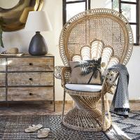 China Wooden Rattan Arm Chair Outdoor Wicker Peacock Furniture for sale