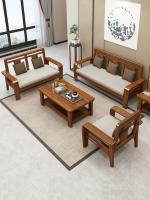 China Teak Solid Wooden 7 Seater Sofa Set Modular Lounge With Leather Upholstery for sale