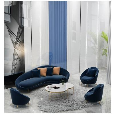 China Parlor Rest Area Reception Chair Set With Customized Size And Three Seat Velvet Couch for sale