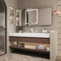 China MDF Board timber Bathroom Sink Cabinets Unit Silver Mirror for sale