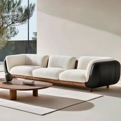 China Modern Sofa Set 3-Seat Soft Bay Living Room Sitting Couch Boucle Fabric White Furniture Filling Material FOAM for sale