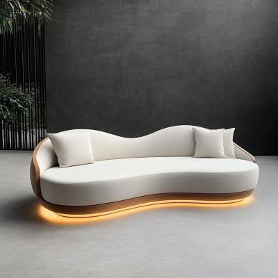 China Curved Modular Boucle Fabric Decor Sofa Cozy Sectional Floor Corner Sofa Furniture Modern Living Room Set for sale