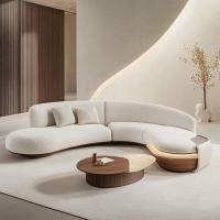 China Tufted Back Modern Walnut Wood Floor Corner Sofa With Special-Shaped Corner Leg Design And Imperial Concubine Technology for sale