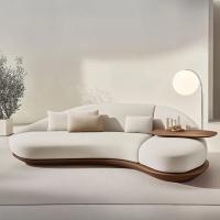 China Tufted Back Modern Walnut Wood Floor Corner Sofa With Special-Shaped Corner Leg Design And Imperial Concubine Technology for sale