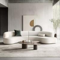 China Tufted Back Modern Walnut Wood Floor Corner Sofa With Special-Shaped Corner Leg Design And Imperial Concubine Technology for sale