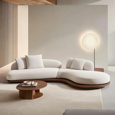 China Japanese Design Home Walnut-Colored Sofa Set Featuring Wood Legs And No-Wash Tech Fabric for sale