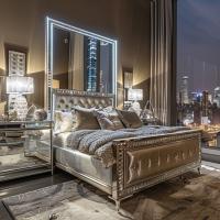 China Bedroom Set Specific Mirrored Modern Style Queen Size Bed Furniture With Contemporary Design for sale