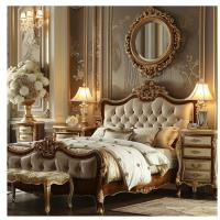 China Modern Double Bed Master Bedroom Luxury French Light Luxury Princess Bed Solid Wood Wedding Bed for sale