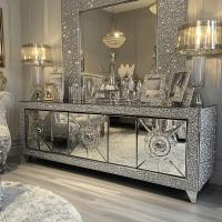 China Custom TV Stand Set Latest Design Mirrored TV Console Stand For Modern Luxury Home Decor And Living Room Wooden TV Stands for sale