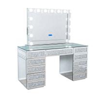 China Modern Design Oak Makeup Table With Lighted Mirrored Dresser Vanity Desk And Storage for sale