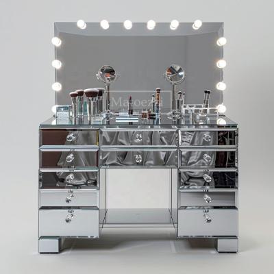 China Wooden Makeup Vanity Dressing Table Set With Drawer And Mirror In Customized Color Wood for sale