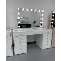 China Y Packing Modern Dressing Table With Light Mirror Bedroom Vanity Dresser Makeup Desktop Led Mirrors Set Drawers Dressers for sale