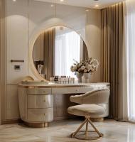 China Modern Luxury Bedroom Furniture Functional Bedding Room Set With Gold Plated Top And Marble Leather Ceramic Dressers for sale
